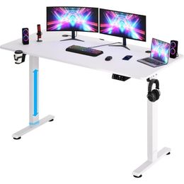 Casaria® Höhenverstellbarer Schreibtisch mit Tischplatte Elektrisch LCD- Display 73-118cm Stahlgestell Büro Gaming Computertisch 140cm Weiß