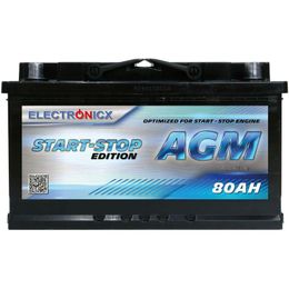 ELECTRONICX - agm Autobatterie Starterbatterie Batterie Start-Stop 80 ah 12V 820A