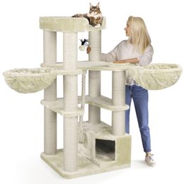 HAPPYPET Premium Kratzbaum 161 cm große Katzen stabil Katzenbaum Creme