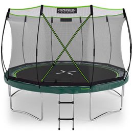 KINETIC SPORTS Federloses Trampolin 'Bungee Safety Elite' für Kinder & Erwachsene Ø 244/305/366 cm - TÜV Rheinland geprüft, Designed in Germany, Outdoor Gartentrampolin, AirMAXX Technologie Ø 366 cm