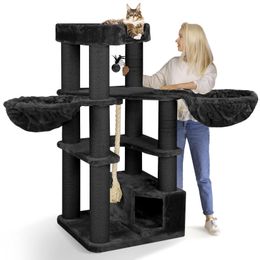 HAPPYPET Premium Kratzbaum 161 cm große Katzen stabil Katzenbaum Anthrazit