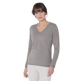 Kaschmirpullover Casual Looks "Kaschmir-Pullover" Gr. 40/42, grau (grau, meliert) Damen Pullover Kaschmir