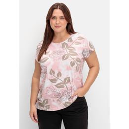 sheego Große Größen: Shirt mit glänzendem Blumendruck, rosé gemustert, Gr.56