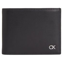 Calvin Klein Geldbörse METAL CK BIFOLD 5CC W/COIN, Geldbörse Portemonnaie Herrenbörse Recycelte Materialien, schwarz