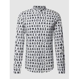 Armani Exchange Slim Fit Freizeithemd mit Allover-Label-Muster Modell 'ZNEAZ'