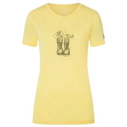 super.natural - Women's Flower Boots Tee - Merinoshirt Gr 34 - XS gelb/beige