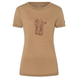 super.natural - Women's Flower Boots Tee - Merinoshirt Gr 34 - XS beige