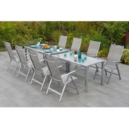 Merxx Taviano Set 9tlg 8 Sessel Flex Tisch 160(320)x78/75cm