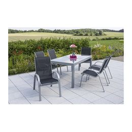 Merxx Amalfi Set 7tlg 6 Sessel schwarz Tisch 160(220)x90cm