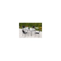 Merxx Ostia Set 5tlg 4 Sessel schwarz Tisch 160(220)x90cm