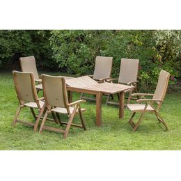 Merxx Capri Set 7tlg 6 Sessel Tisch 150(200)x90cm