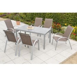 Merxx Amalfi Set 7tlg 6 Sessel taupe Tisch 150x90cm