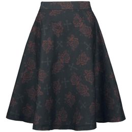 Rock Rebel by EMP Skirt with Roses and Crosses Mittellanger Rock schwarz in L