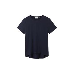 Tom Tailor Denim Damen T-Shirt mit Bio-Baumwolle, blau, Uni, Gr. XS