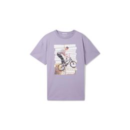 Tom Tailor Jungen Oversized T-Shirt mit Bio-Baumwolle, lila, Fotoprint, Gr. 176