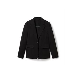 Tom Tailor Damen Blazer mit recyceltem Polyester, schwarz, Uni, Gr. 36