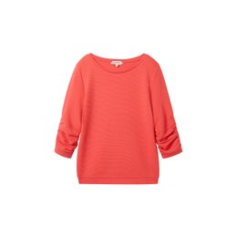 Tom Tailor Denim Damen Strukturiertes Sweatshirt, rot, Uni, Gr. XL