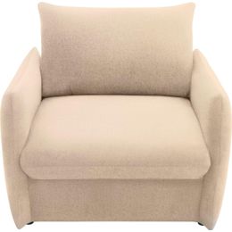 DOMO collection Sessel 700023, Schlaffunktion, Federkern, stabile Liegefläche Schlafsessel, beige