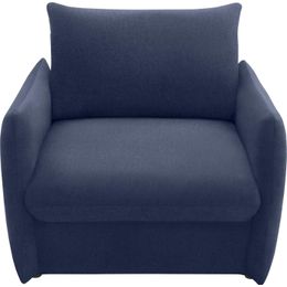 DOMO collection Sessel 700023, Schlaffunktion, Federkern, stabile Liegefläche Schlafsessel, blau