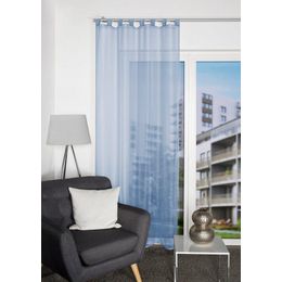Vorhang NESSI, Home Wohnideen, Schlaufen (1 St), transparent, Uni, Voile, transparent, Schlaufen inkl. Zugband, blau