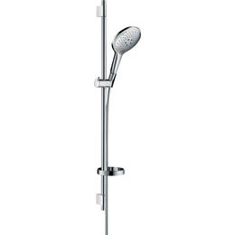 Hansgrohe Brausegarnitur Raindance Select S, 3 Strahlart(en), Komplett-Set, 15cm, mit Duschstange 90cm und Seifenschale, chrom, silberfarben