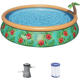 Bestway Rundpool Fast Set™ Paradise Palms (Set), ØxH: 457x84 cm, grün