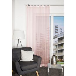 Vorhang NESSI, Home Wohnideen, Schlaufen (1 St), transparent, Uni, Voile, transparent, Schlaufen inkl. Zugband, rosa