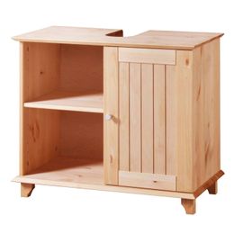 Welltime Waschbeckenunterschrank Venezia Landhaus Badmöbel aus Massivholz, Breite 63 cm (ohne Stauraumkisten), beige