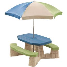 Step2 Garten-Kindersitzgruppe, Picknicktisch, BxTxH: 109x103x183 cm, blau|braun|grün