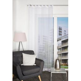 Vorhang NESSI, Home Wohnideen, Schlaufen (1 St), transparent, Uni, Voile, transparent, Schlaufen inkl. Zugband, weiß