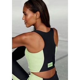 active by Lascana LASCANA ACTIVE Crop-Top -Sporttop mit farblich abgesetztem Details, grün|schwarz