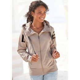 ELBSAND Sweatjacke Kekoa mit großem Logodruck hinten, beige