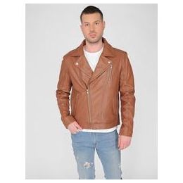 Bikerjacke JCC "8208" Gr. S, braun (cognac) Herren Jacken