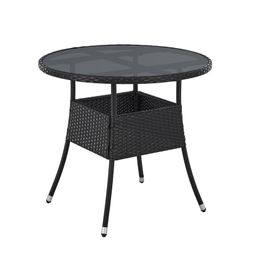 Juskys Polyrattan Gartentisch Yoro rund - wetterfest Outdoor Beistelltisch &Oslash; 80 cm - Schwarz