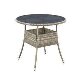 Juskys Polyrattan Gartentisch Yoro rund - wetterfest Outdoor Beistelltisch &Oslash; 80 cm - Grau