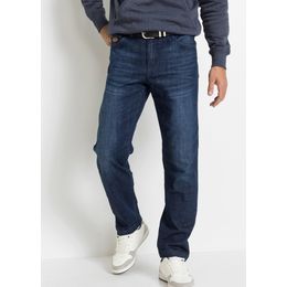 bonprix Classic-Fit-Jeans mit verst&auml;rktem Schritt Tapered, blau, Gr.50, Robuste Stretch-Jeans mit verst&auml;rktem Schritt in leichter Waschung, 98% Baumwolle