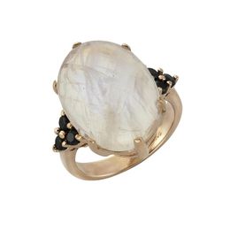 Zeeme Gemstones Ring 925/- Sterling Silber Mondstein weiß rotvergoldet (Größe: 054 (17,2))