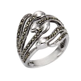 Zeeme Gemstones Ring 925/- Sterling Silber Markasit schwarz Rhodiniert (Größe: 016 (50,5))