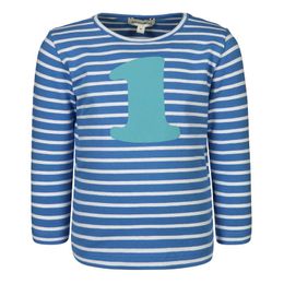 tausendkind collection - Langarmshirt 1 JAHR gestreift in blau/weiß (Größe: 80)