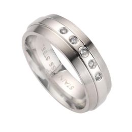 Zeeme Stainless Steel Ring Edelstahl Kristall weiß Matt/Glanz (Größe: 068 (21,7))