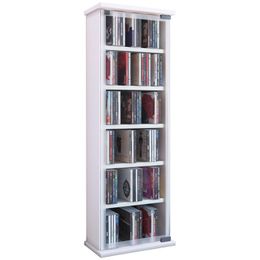 Vcm Holz CD DVD Stand Regal Classic mit Glastür (Farbe: Weiß)
