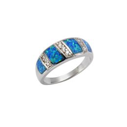 F Ring 925/- Sterling Silber synth. Opal blau Glänzend (Größe: 058 (18,5))