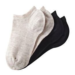 Wollsocken, 2 Paar, schwarz/beige (Größe: 36-40)