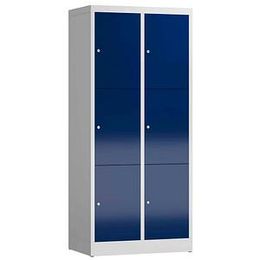 Classix Schließfachschrank enzianblau, lichtgrau X-523321, 6 Schließfächer 80,0 x 50,0 x 180,0 cm