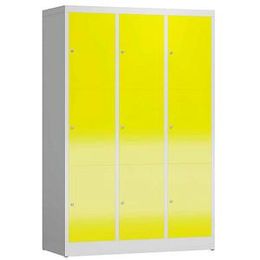 Classix Schließfachschrank lichtgrau, zinkgelb X-523336, 9 Schließfächer 118,5 x 50,0 x 180,0 cm