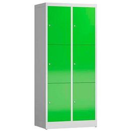 Classix Schließfachschrank gelbgrün, lichtgrau X-523325, 6 Schließfächer 80,0 x 50,0 x 180,0 cm