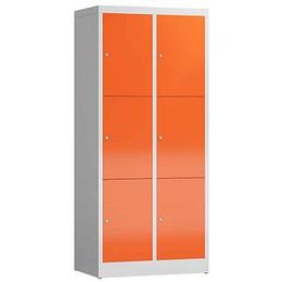 Classix Schließfachschrank feuerrot, lichtgrau X-523324, 6 Schließfächer 80,0 x 50,0 x 180,0 cm