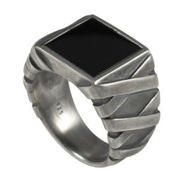 CAI Ring 925/- Sterling Silber Onyx schwarz oxydiert (Größe: 060 (19,1))