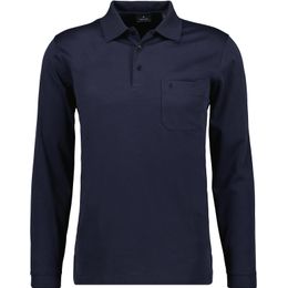 Ragman Poloshirt, Brusttasche, Langarm, für Herren, blau, XL