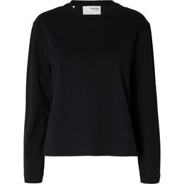 Selected Femme Langarmshirt, Baumwolle, für Damen, schwarz, L